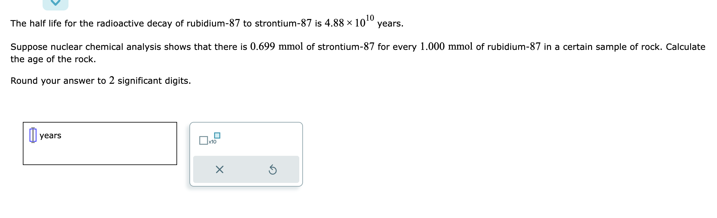 Solved The half life for the radioactive decay of rubidium- | Chegg.com