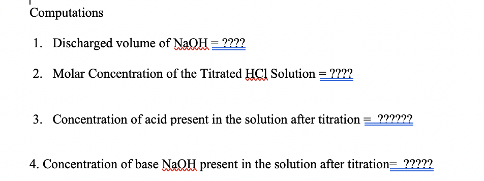Lab # 8: Introduction to Titration Reactions Part I. | Chegg.com