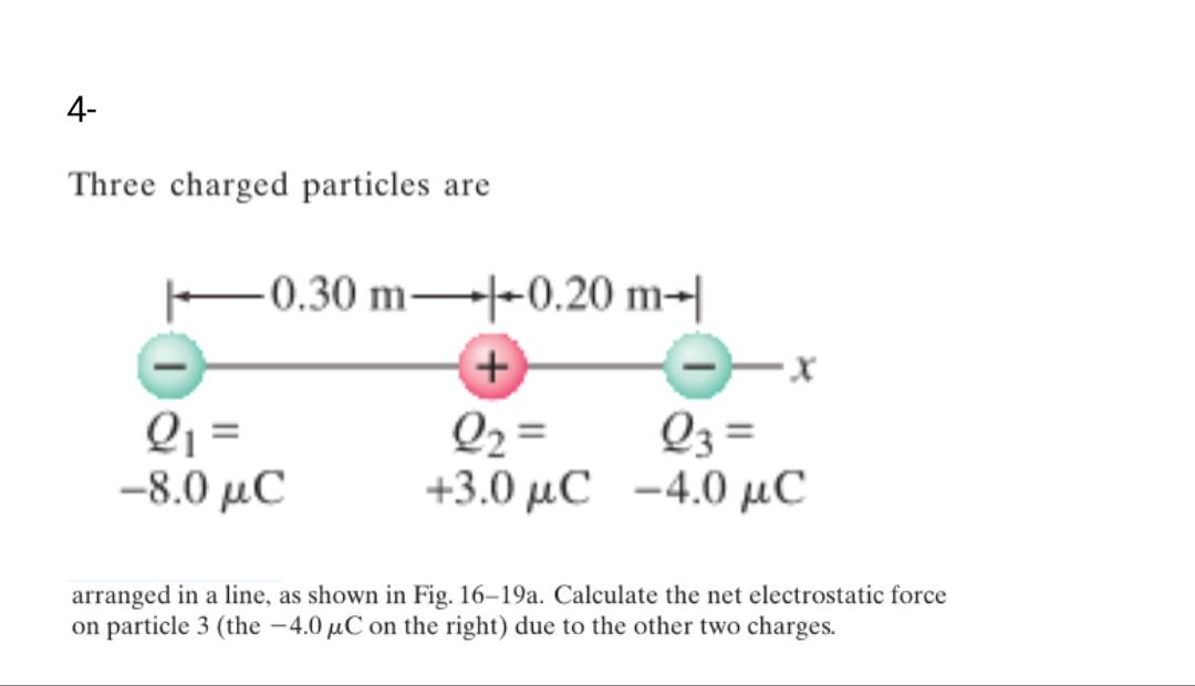 Solved Three charged particles are arranged in a line, as | Chegg.com
