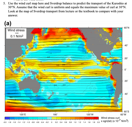 Solved 5. Use the wind curl map here and Sverdrup balance to | Chegg.com