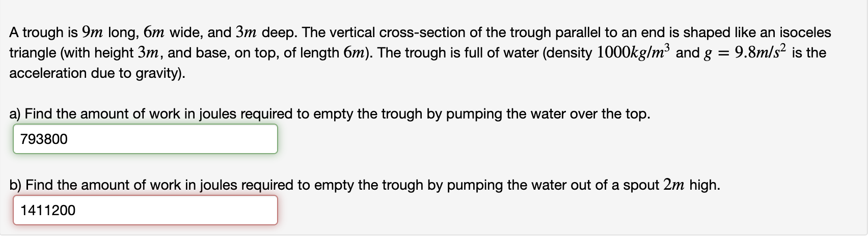Solved A trough is 9m long, 6m wide, and 3m deep. The | Chegg.com