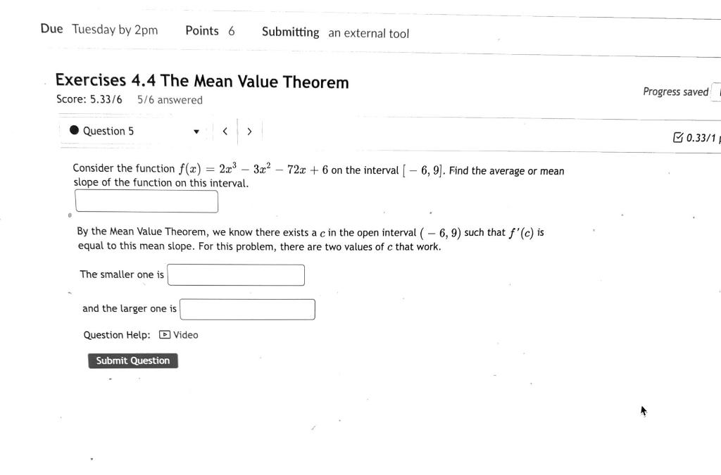 Solved Due Tuesday by 2pm Points 6 Submitting an external | Chegg.com