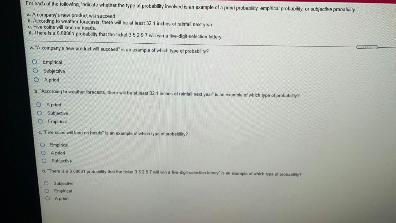 Solved For each of the following, indicate whether the type | Chegg.com