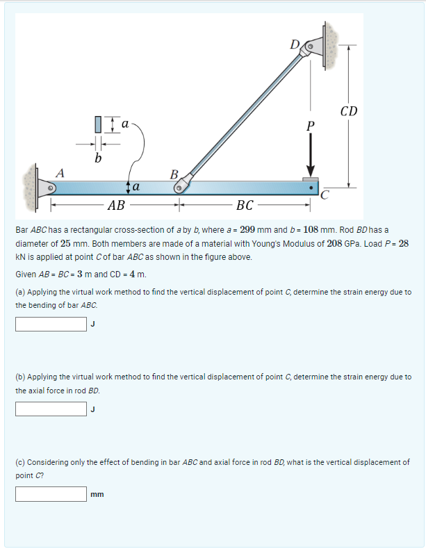 Solved Bar ABC has a rectangular cross-section of a by b, | Chegg.com