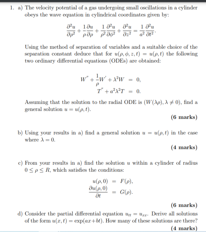 Solved 1. a) The velocity potential of a gas undergoing | Chegg.com