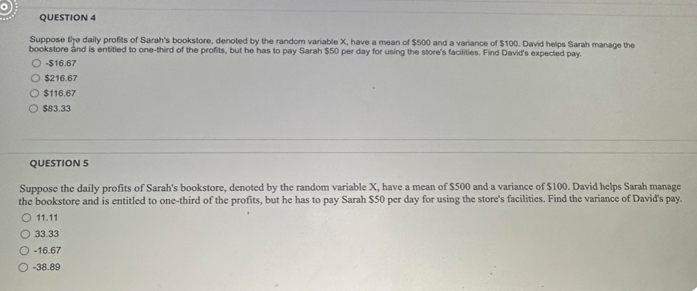 Solved Suppose tire daily profits of Sarah's bookstore, | Chegg.com