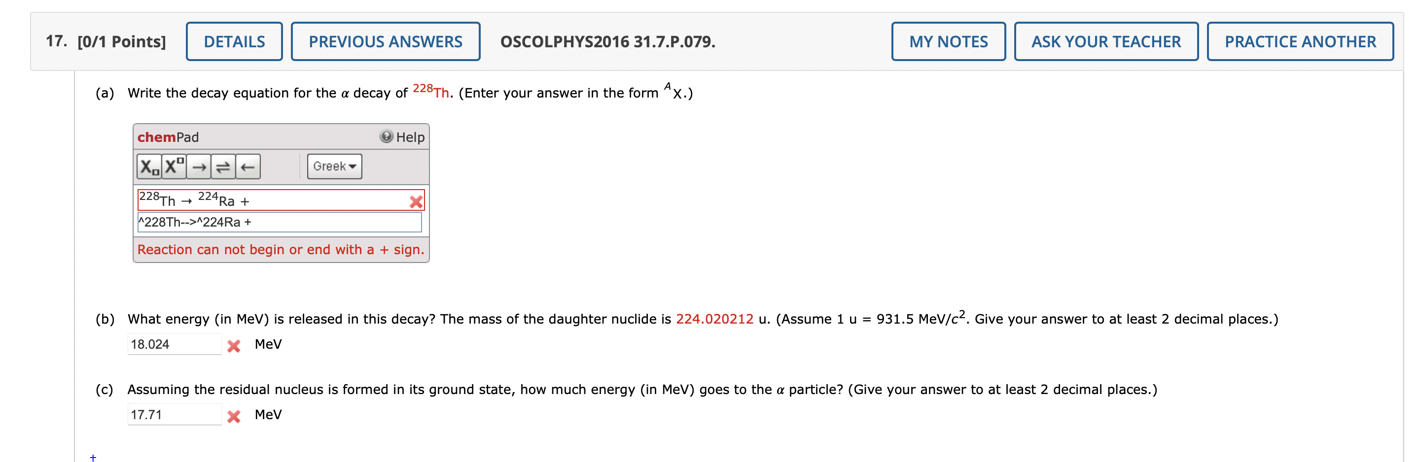 Solved (a) Write the decay equation for the α decay of | Chegg.com