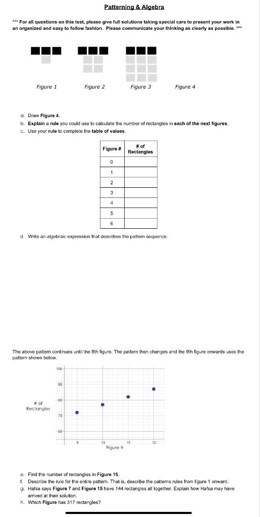 Solved Patterning & Algebra *** For all questions on this | Chegg.com