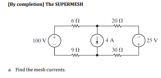 Solved [By completion] The SUPERMESH a. Find the mesh | Chegg.com