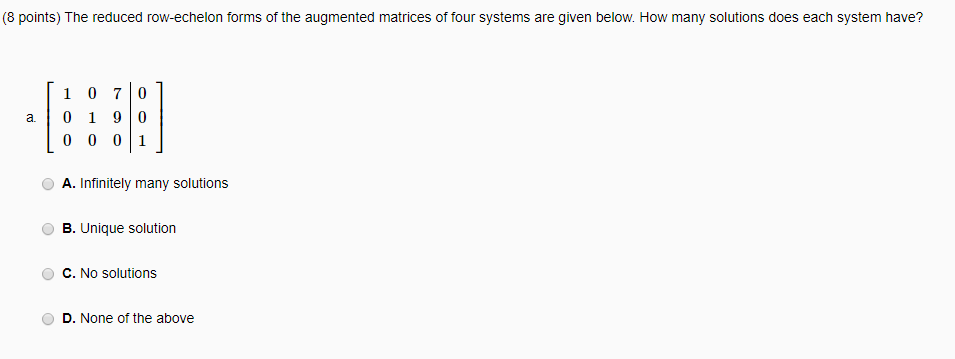 Solved (8 points) The reduced row-echelon forms of the | Chegg.com