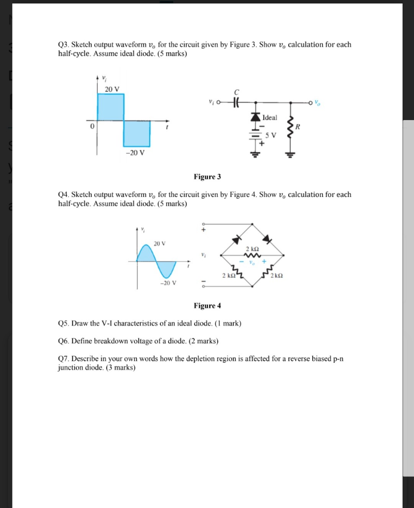 Solved Q3. Sketch output waveform v, for the circuit given | Chegg.com