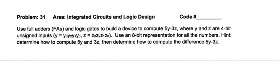 Solved Problem: 31 Area: Integrated Circuits and Logic | Chegg.com