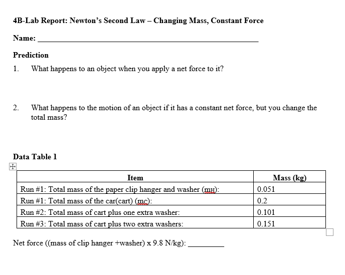 Calculate the theoretical acceleration when the mass | Chegg.com