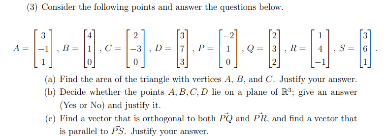 Solved (3) Consider the following points and answer the | Chegg.com