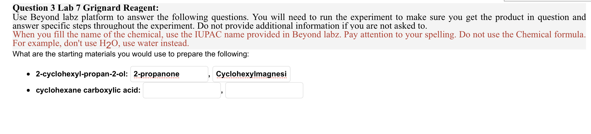 Solved Question 3 Lab 7 Grignard Reagent: Use Beyond labz | Chegg.com