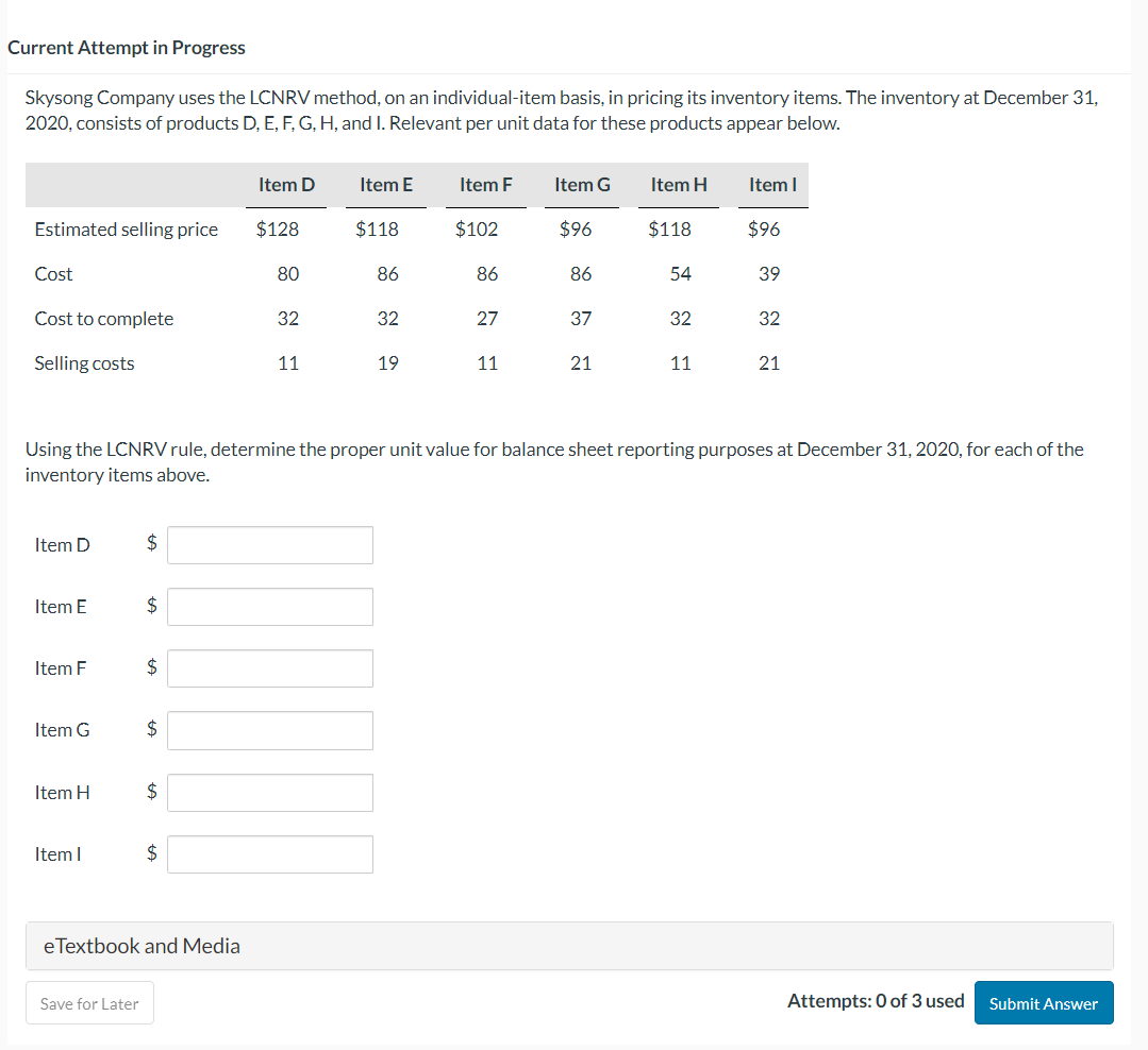 Solved Current Attempt in Progress Skysong Company uses the | Chegg.com