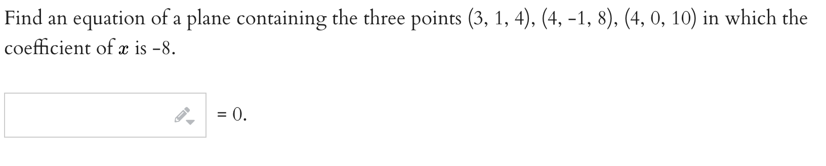 Solved Find an equation of a plane containing the three | Chegg.com