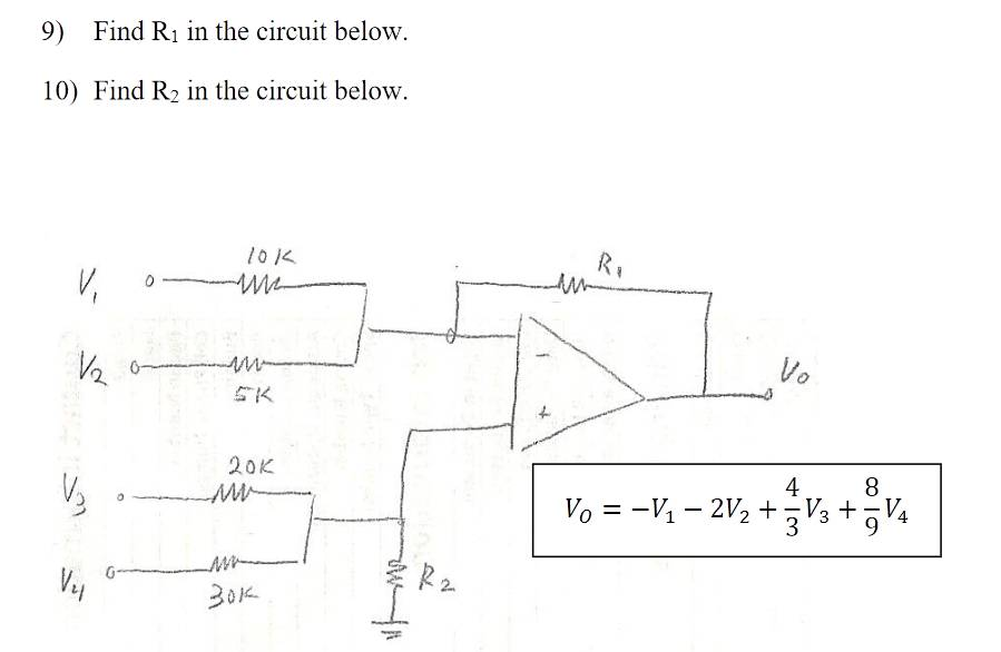 Solved 9.) Find R1 in the circuit below. 10.) Find R2 in | Chegg.com