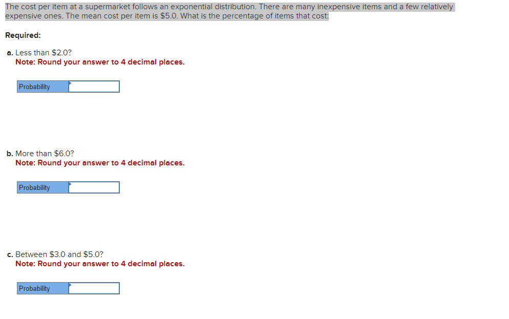 Solved The cost per item at a supermarket follows an | Chegg.com