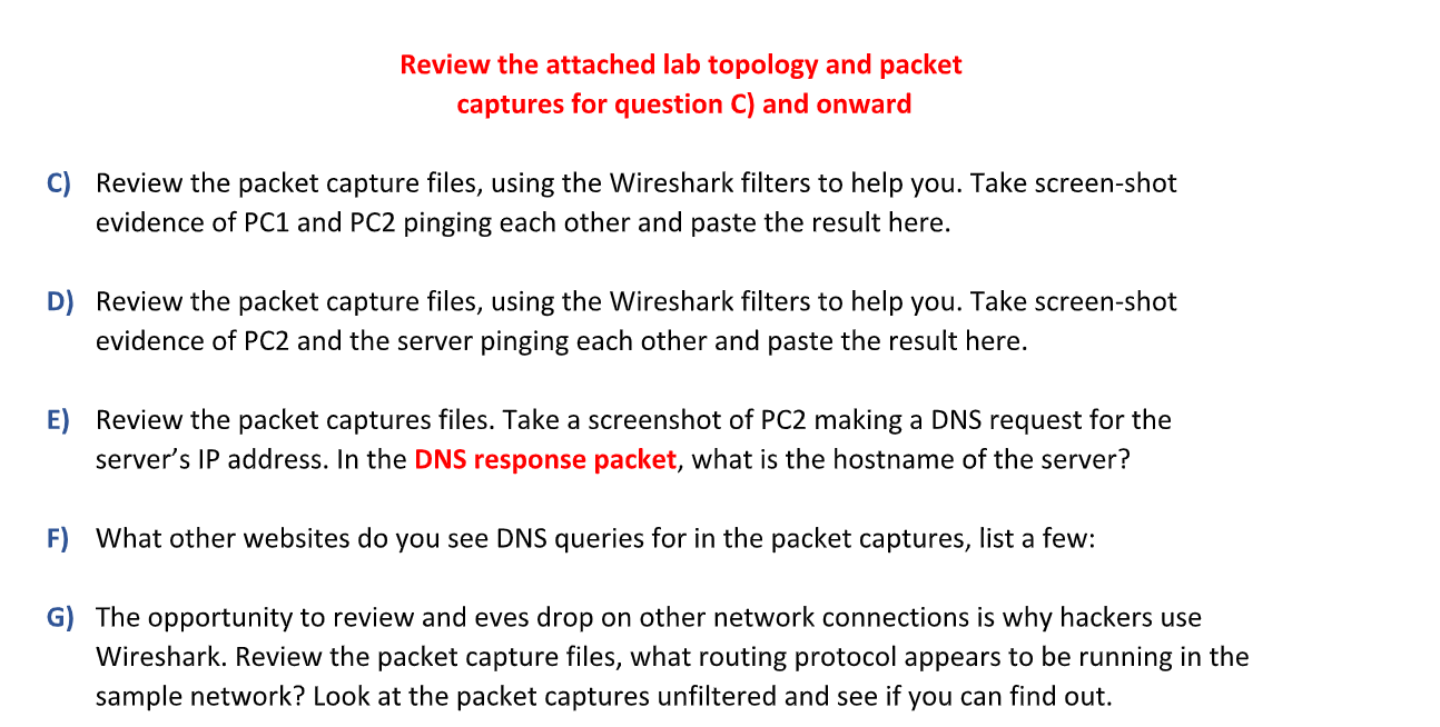 Solved Review the attached lab topology and packet captures | Chegg.com ...