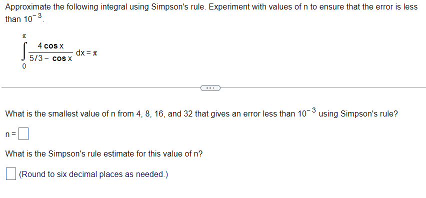Solved Approximate the following integral using Simpson's | Chegg.com