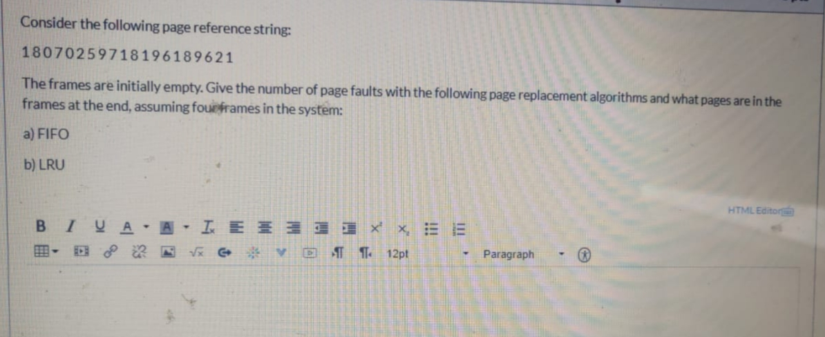 Solved Consider The Following Page Reference String 1520