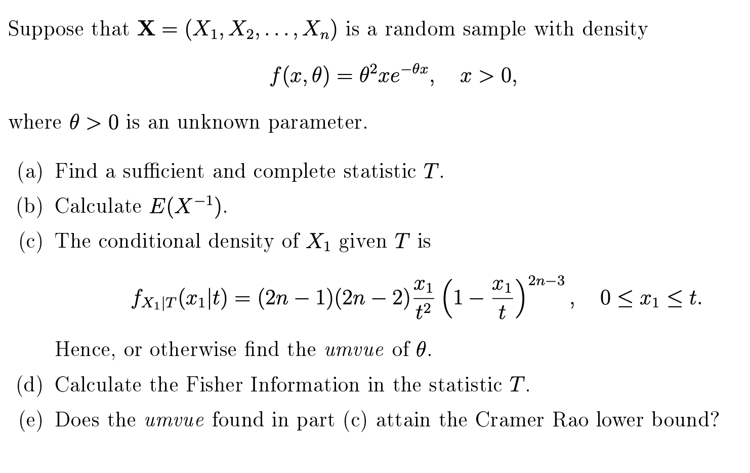 Solved Suppose that X=(X1,X2,…,Xn) is a random sample with | Chegg.com