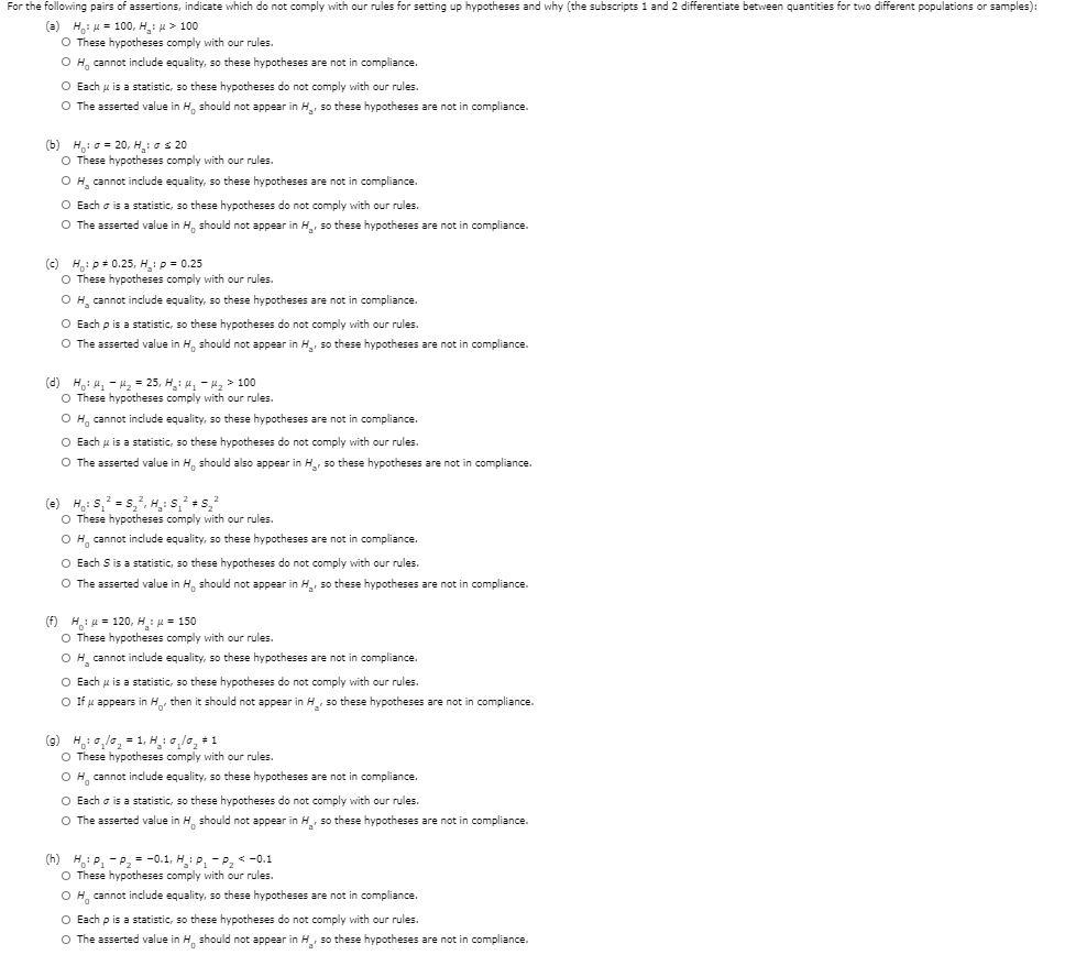 Solved For the following pairs of assertions, indicate which | Chegg.com