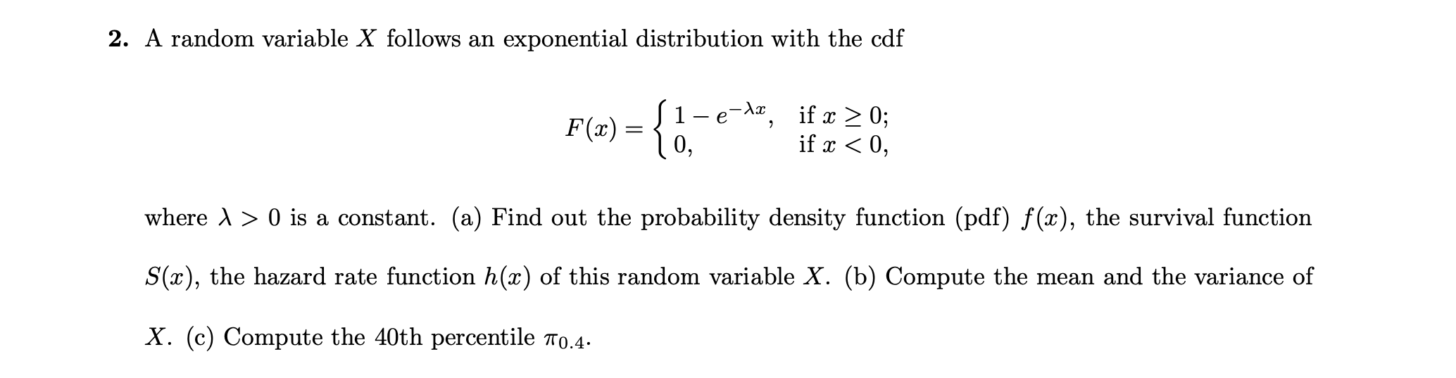 Solved 2. A random variable X follows an exponential | Chegg.com