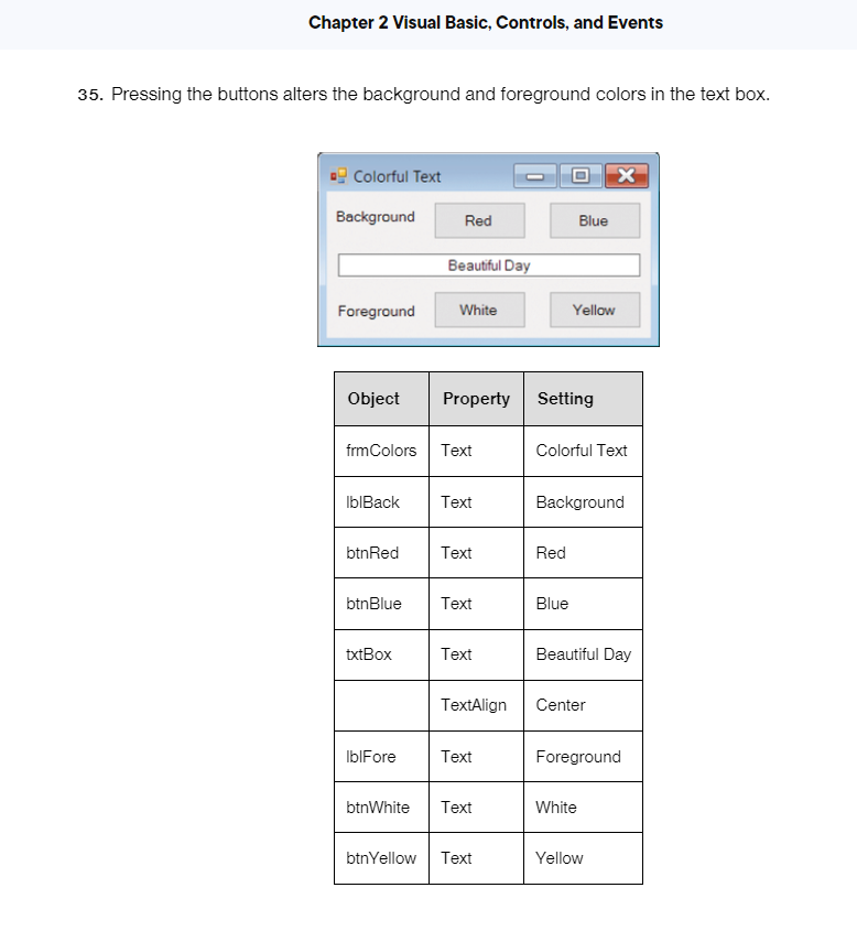 Solved 35. Pressing the buttons alters the background and | Chegg.com