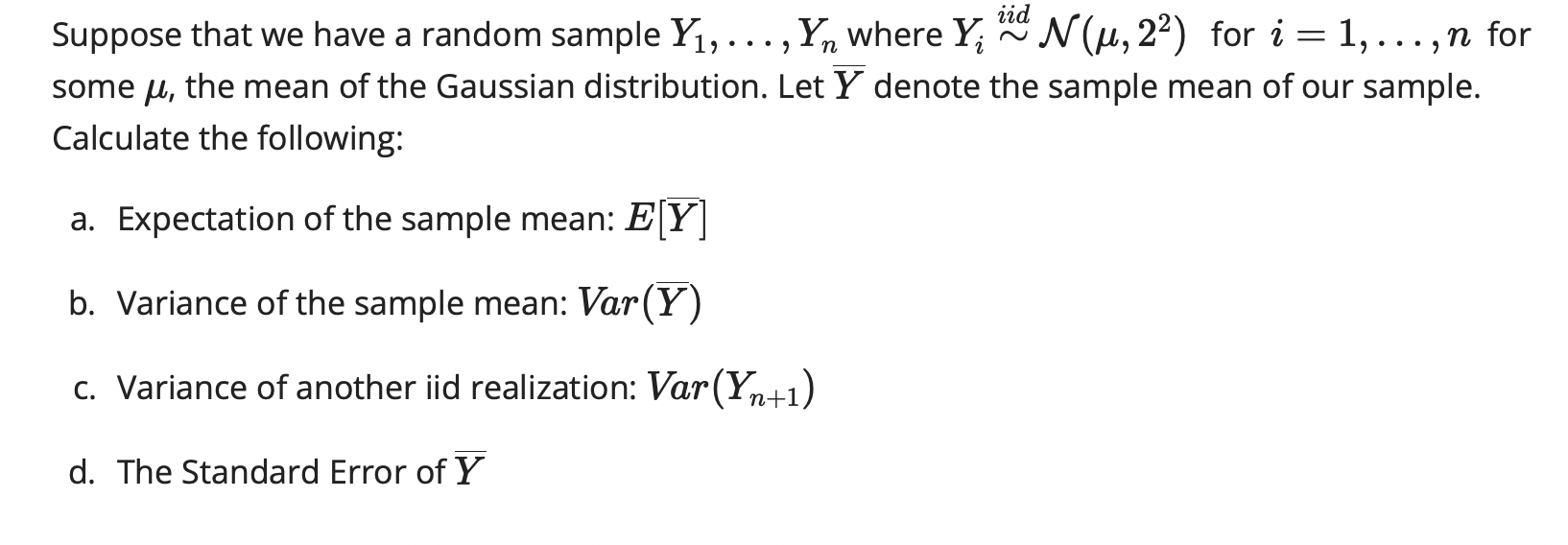 Solved Suppose that we have a random sample Y1,dots,Yn | Chegg.com