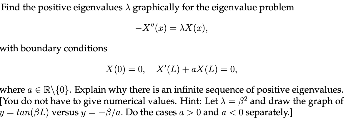 Find the positive eigenvalues I graphically for the | Chegg.com
