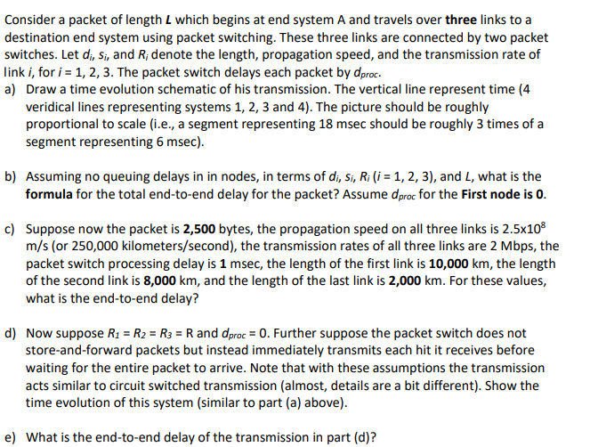 Solved Consider A Packet Of Length L Which Begins At End