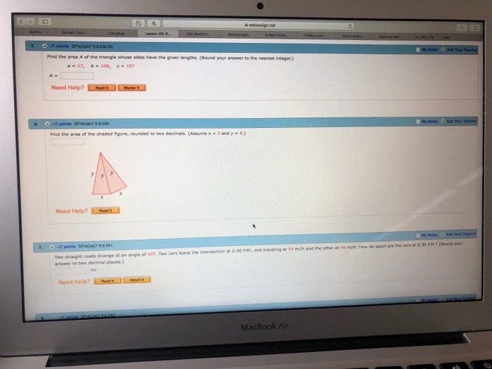 Solved Find the area A of the triangle whose sides have the | Chegg.com