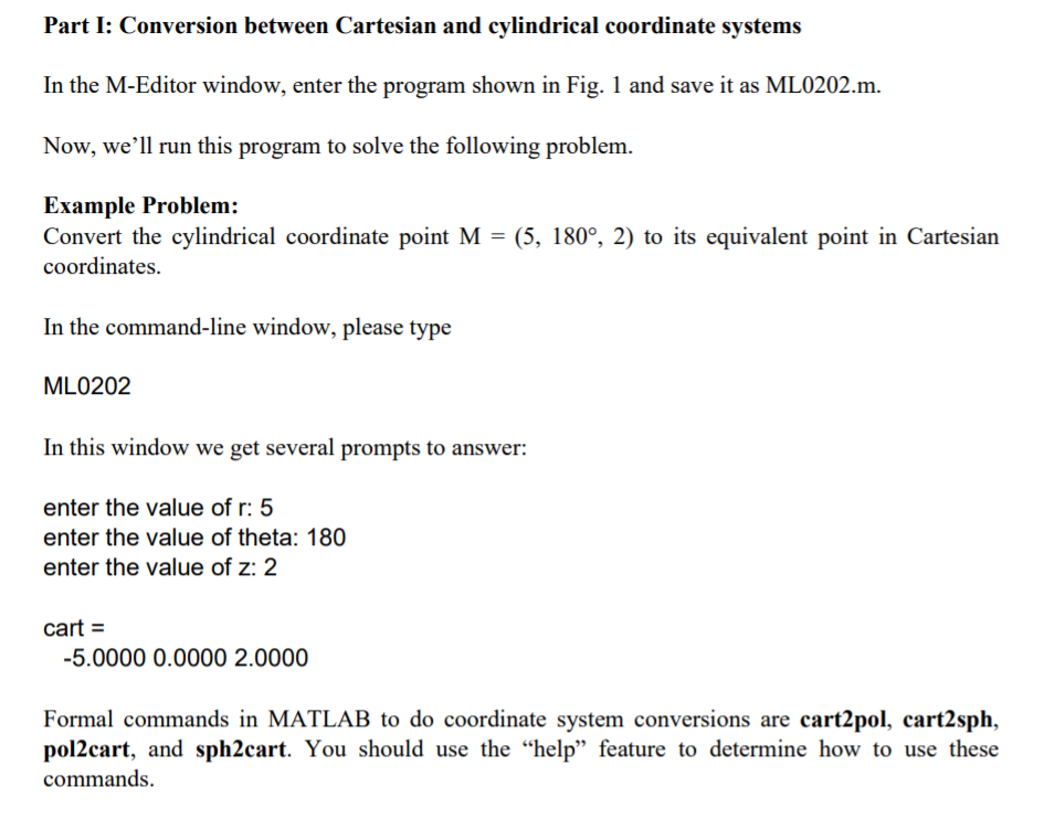 Solved Part I: Conversion between Cartesian and cylindrical | Chegg.com