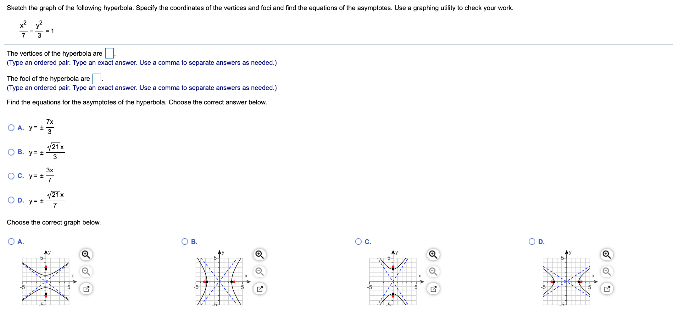 Solved Sketch the graph of the following hyperbola. Specify | Chegg.com