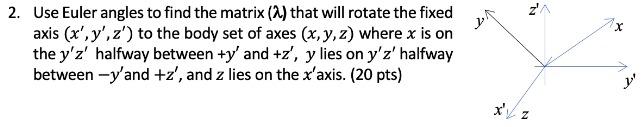 Solved 2. Use Euler angles to find the matrix (λ) that will | Chegg.com