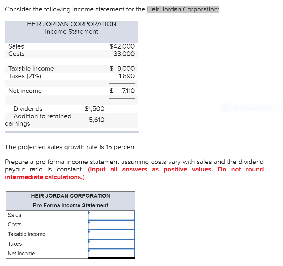 Solved Consider the following income statement for the Heir | Chegg.com