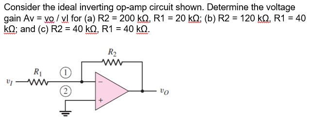 Solved Consider the ideal inverting op-amp circuit shown. | Chegg.com
