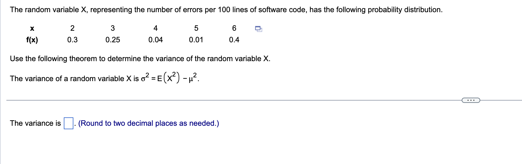 Solved Use the following theorem to determine the variance | Chegg.com