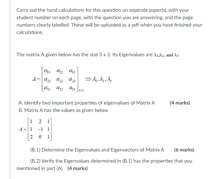 Solved Carry out the hand calculations for this question on | Chegg.com
