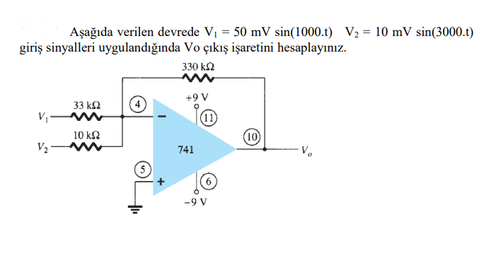 Solved Calculate the Vo output signal when V1 and V2 signals | Chegg.com