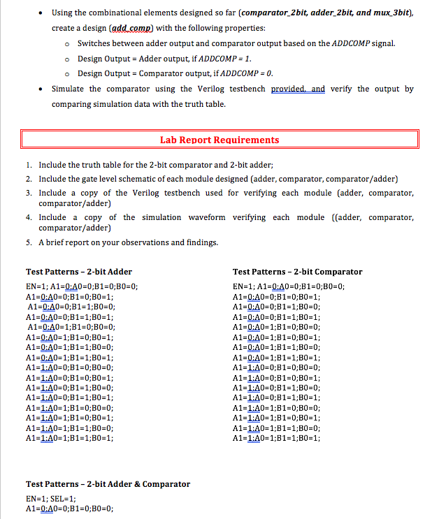 2-bit Comparator and Adder using Multiplexers | Chegg.com