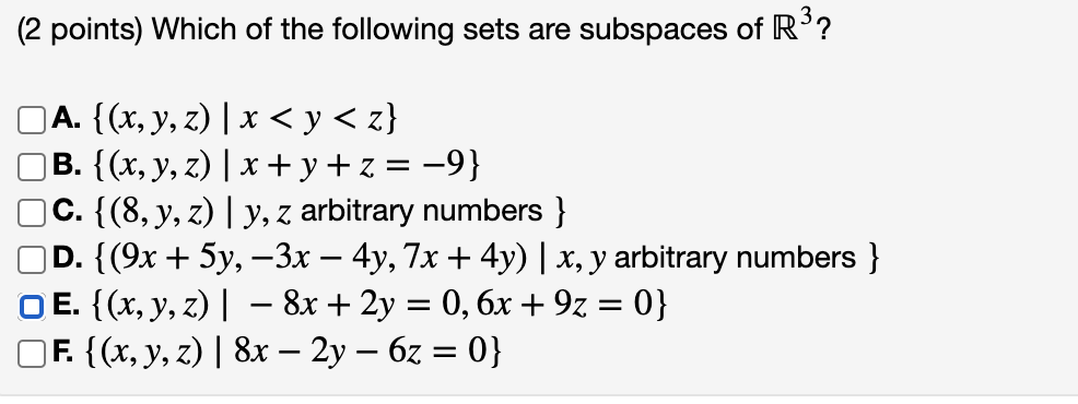 (3 points) Determine whether the given set S is a | Chegg.com