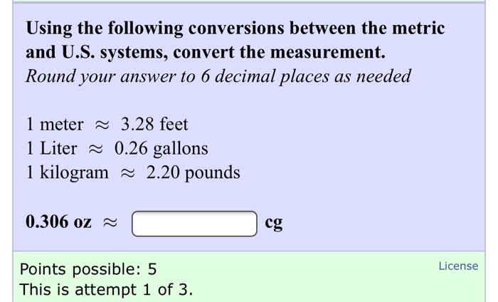 Solved Using the following conversions between the metric | Chegg.com