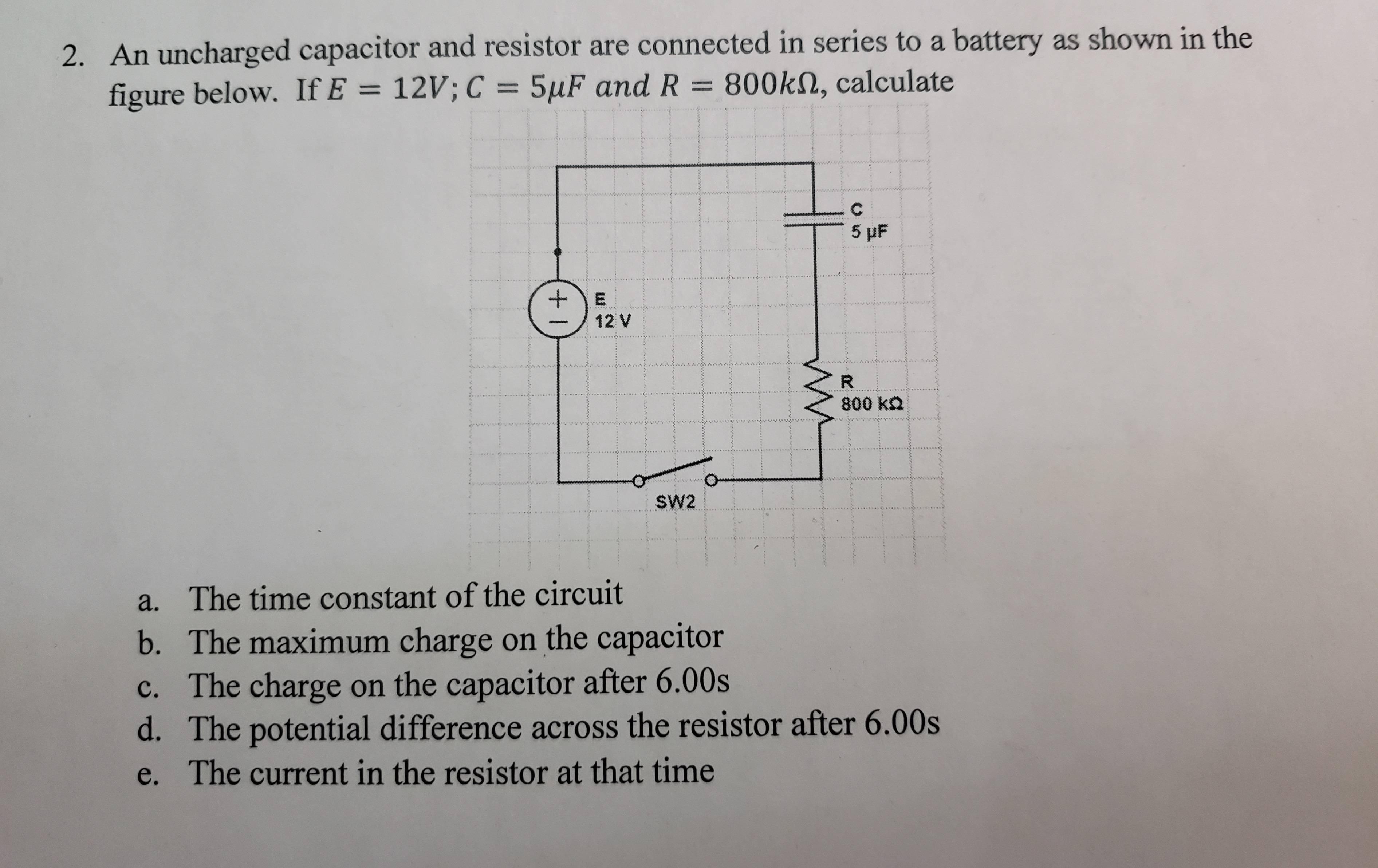 Solved An uncharged capacitor and resistor are connected in | Chegg.com