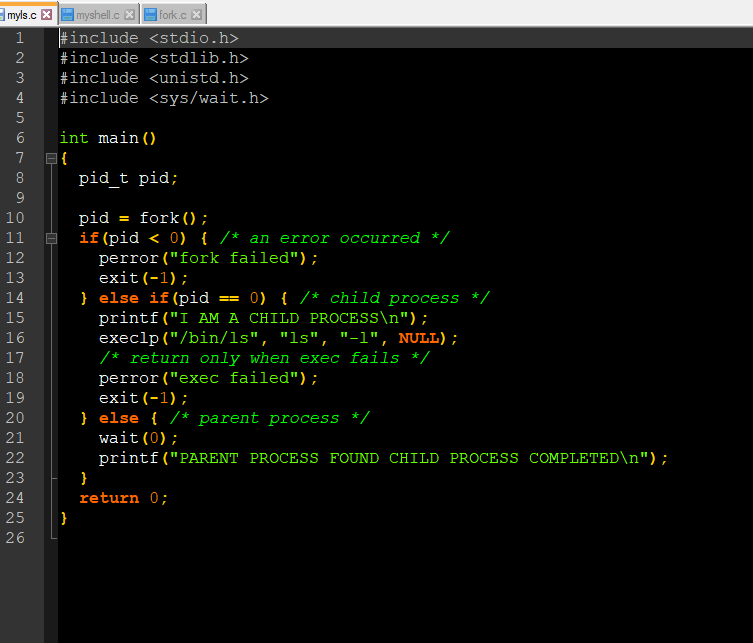 1. Carefully study the examples provided: fork.c, | Chegg.com