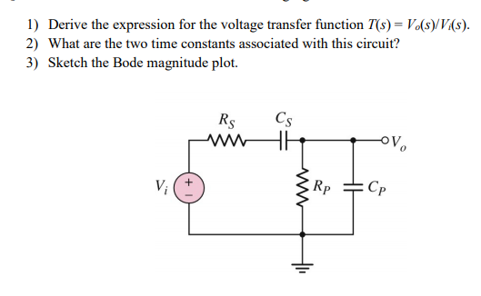 Solved I) Derive the expression for the voltage transfer | Chegg.com