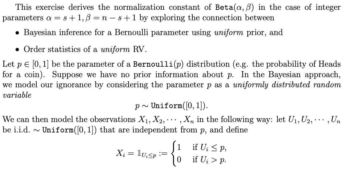 Solved parameters α=s+1,β=n−s+1 by exploring the connection | Chegg.com