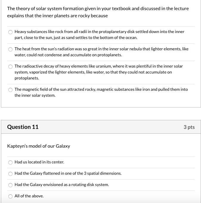 Solved The theory of solar system formation given in your | Chegg.com